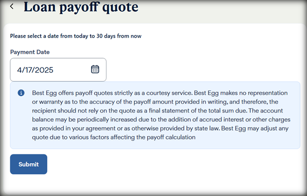 How can I get a payoff quote for my loan? – Best Egg Help Center